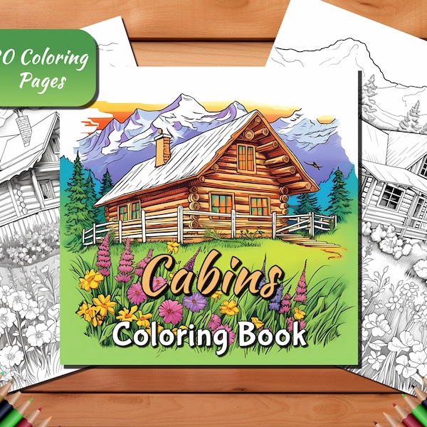 Log Cabin Coloring Page - Etsy