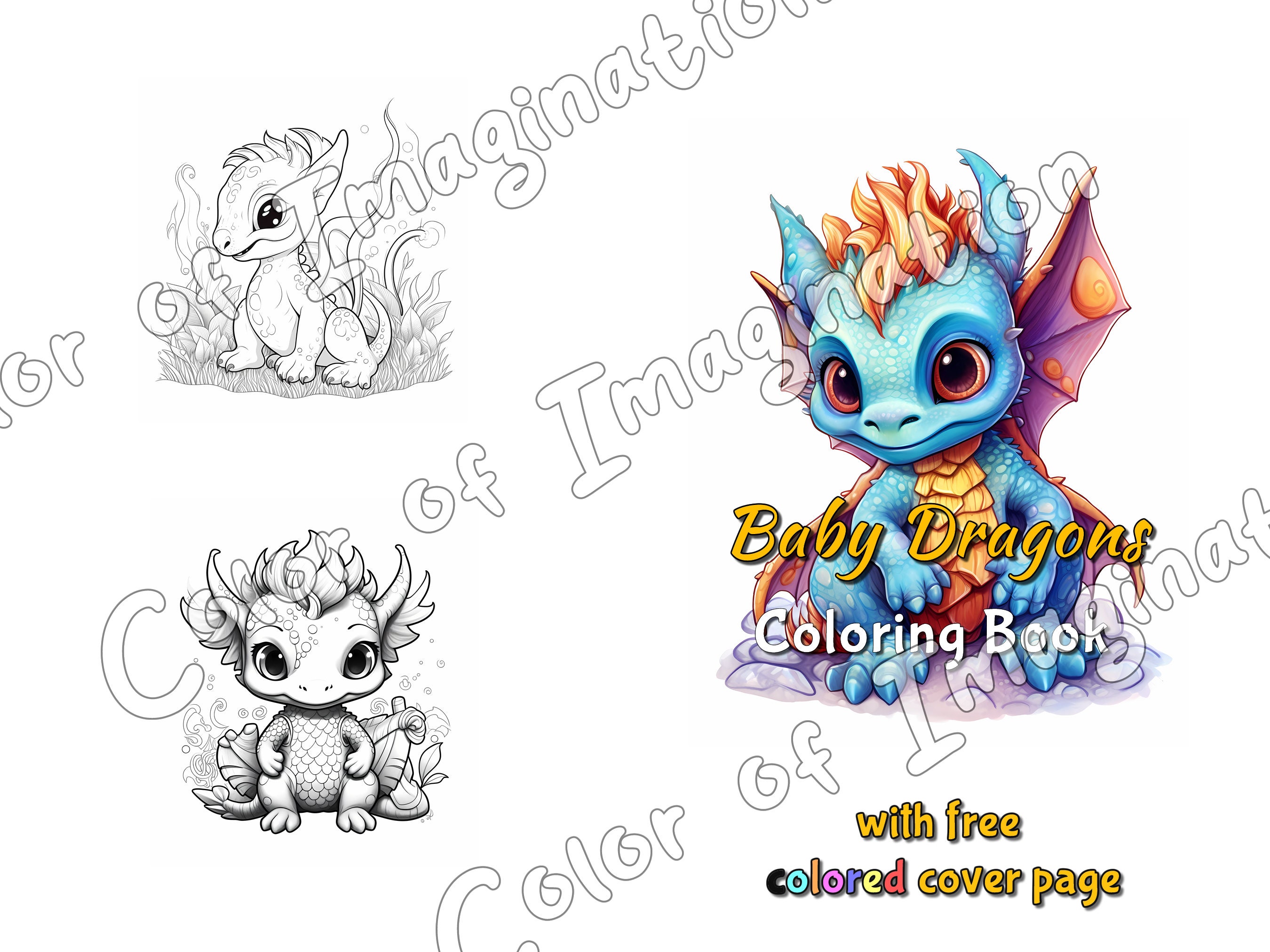 Baby Dragon Coloring Pages Dragons for Adults and Kids 26 Page Baby ...