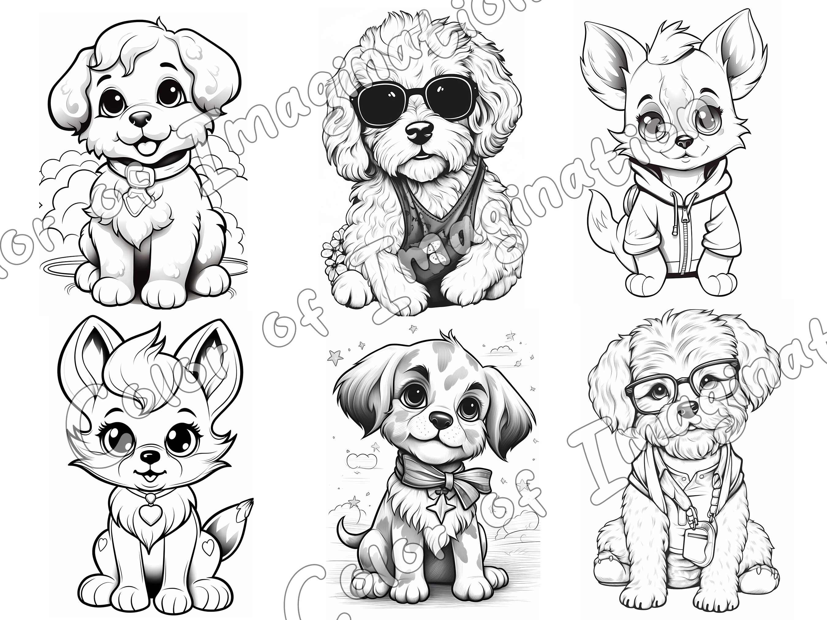 Puppy Coloring Pages for Kids and Adults 26 Puppies Coloring Book Baby ...