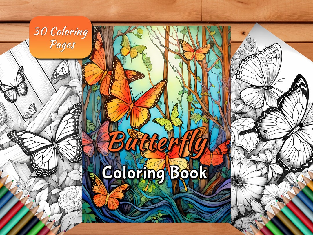 Butterfly Coloring Pages for Adults and Kids 30 Sheet Butterflies ...