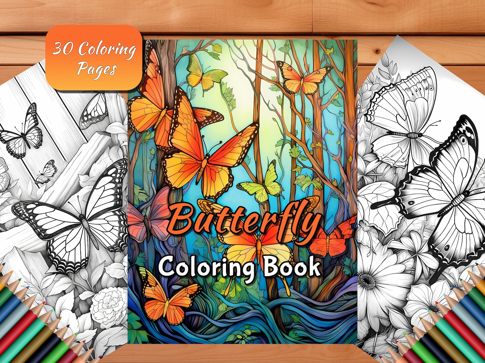 Butterfly Coloring Pages for Adults and Kids 30 Sheet Butterflies ...
