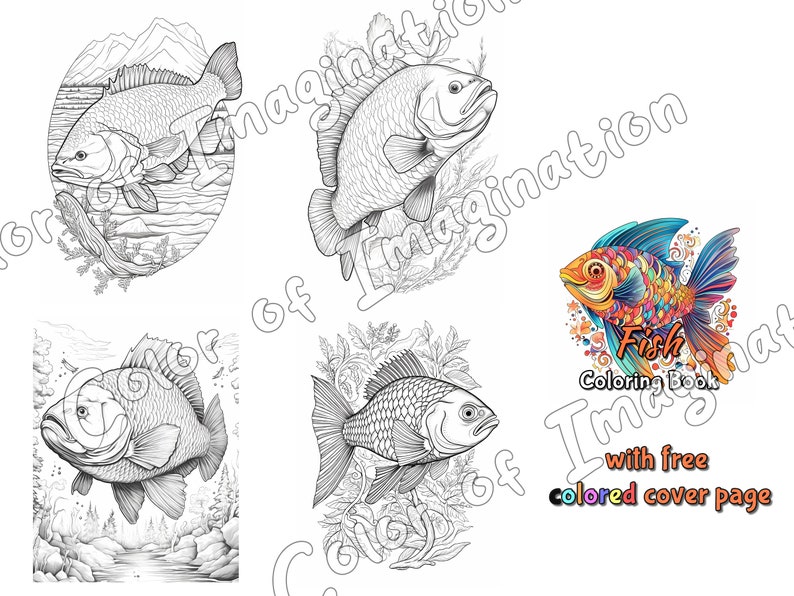 Fish Coloring Pages for Adults and Kids 34 Sheet Fish Coloring Book ...