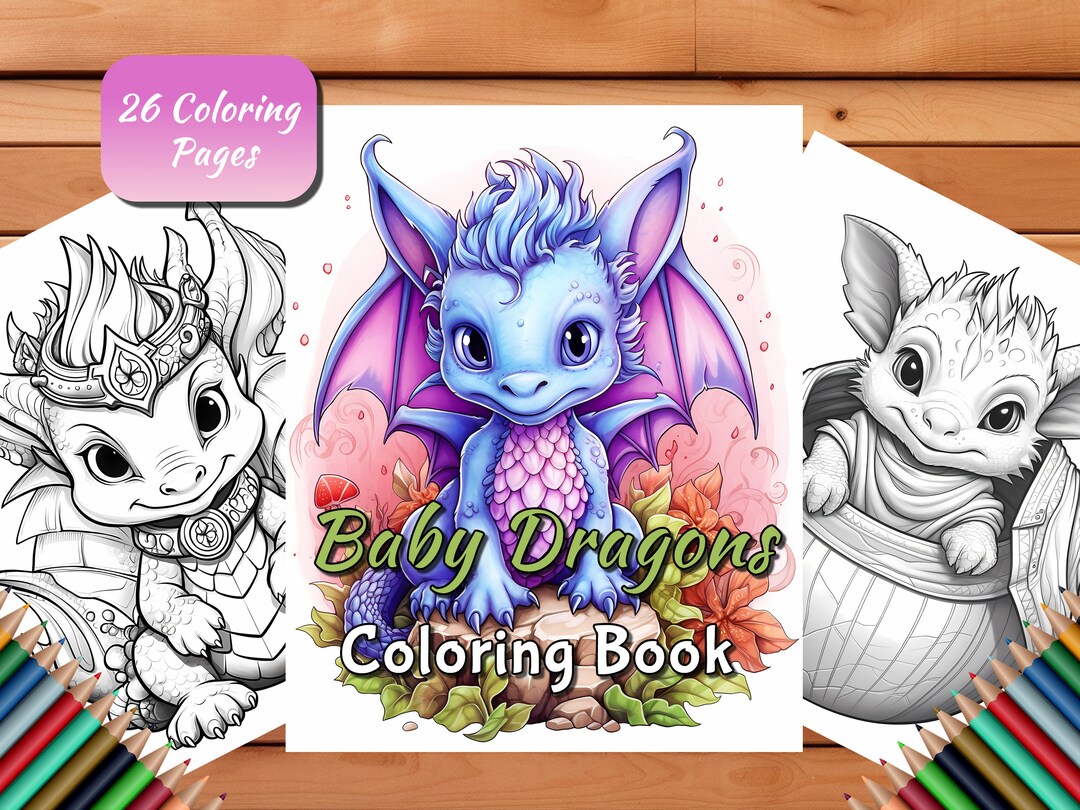 Baby Dragon Coloring Pages Dragons for Adults and Kids 26 Page Baby ...