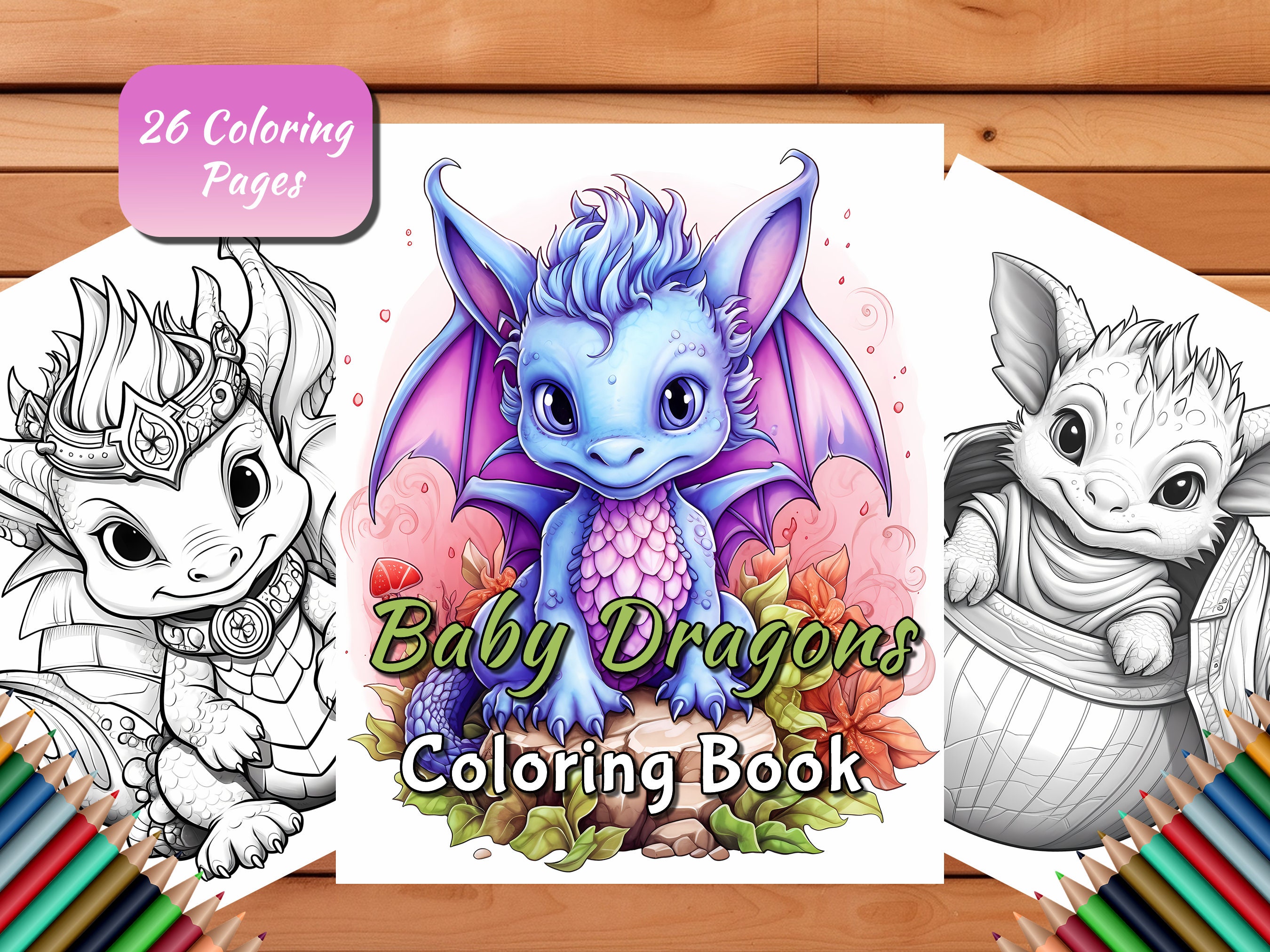 Baby Dragon Coloring Pages Dragons for Adults and Kids 26 Page Baby ...