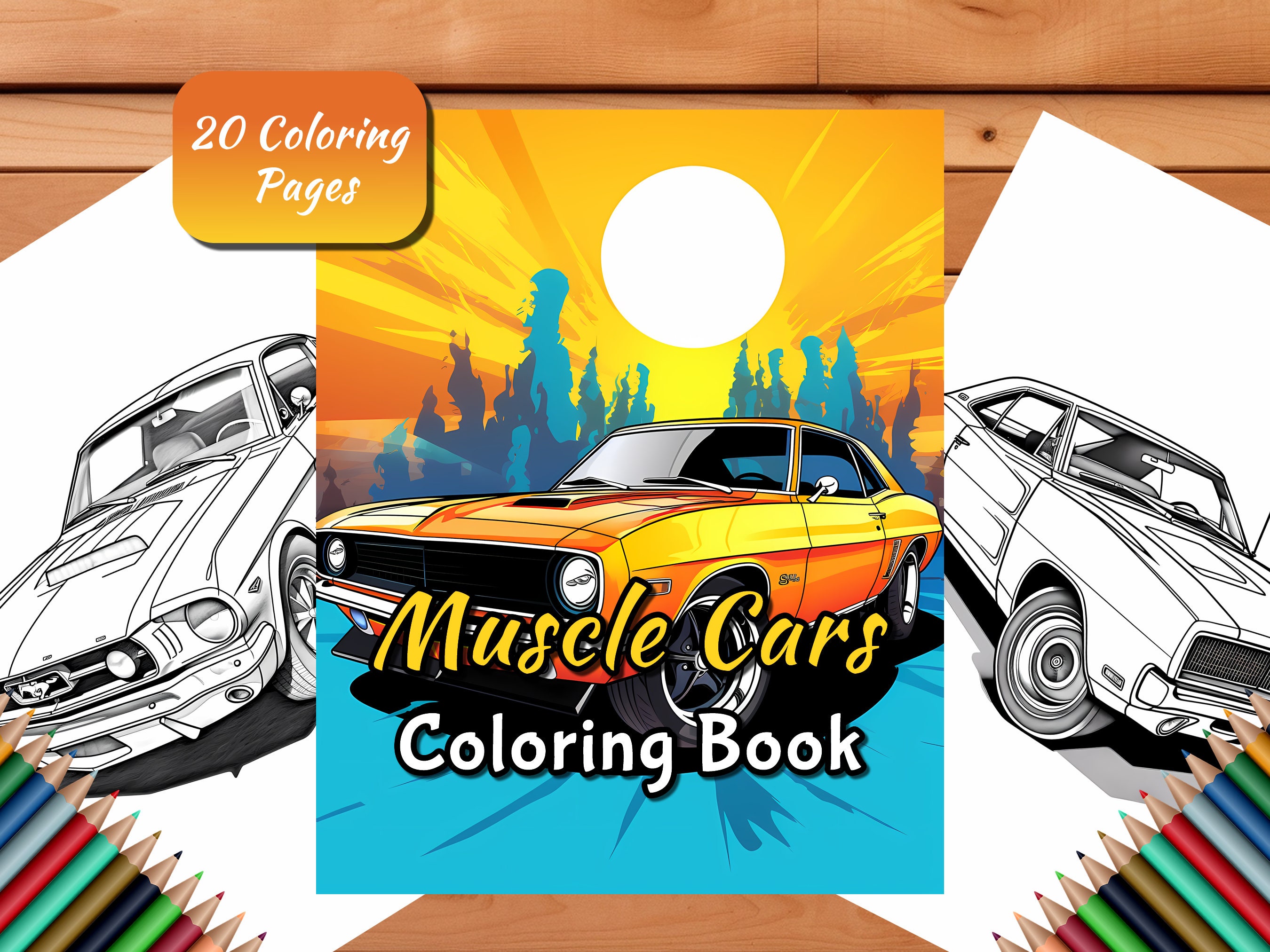 Car Coloring Pages for Kids and Adults 20 Sheet Cars Coloring Book Race ...