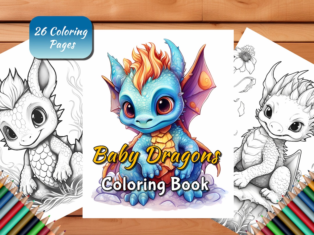 Baby Dragon Coloring Pages Dragons for Adults and Kids 26 Page Baby ...