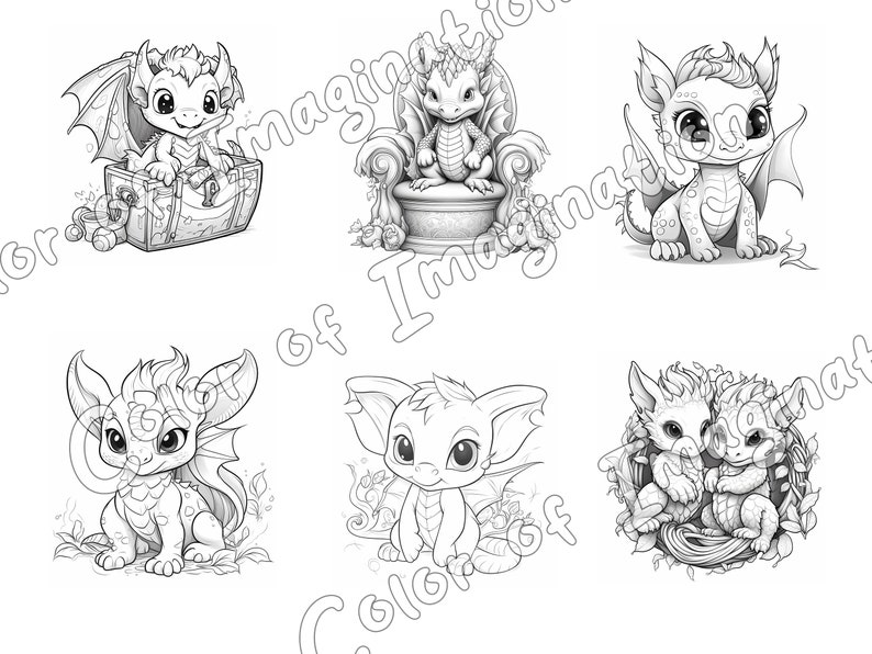 Baby Dragon Coloring Pages Dragons for Adults and Kids 26 Page Baby ...