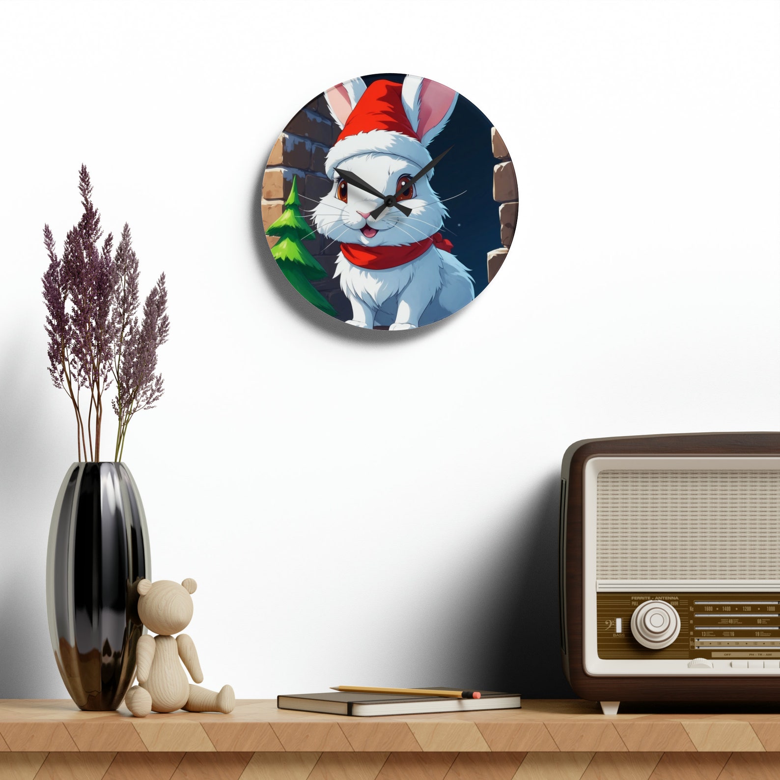 Rabbit Wall Clock Cute Wall Clock Animal Wall Clock - Etsy