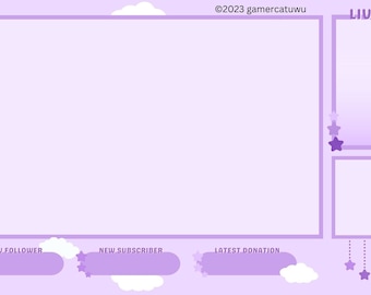 Purple Celestial Animated Twitch Overlay Stream Package Magical Stars ...