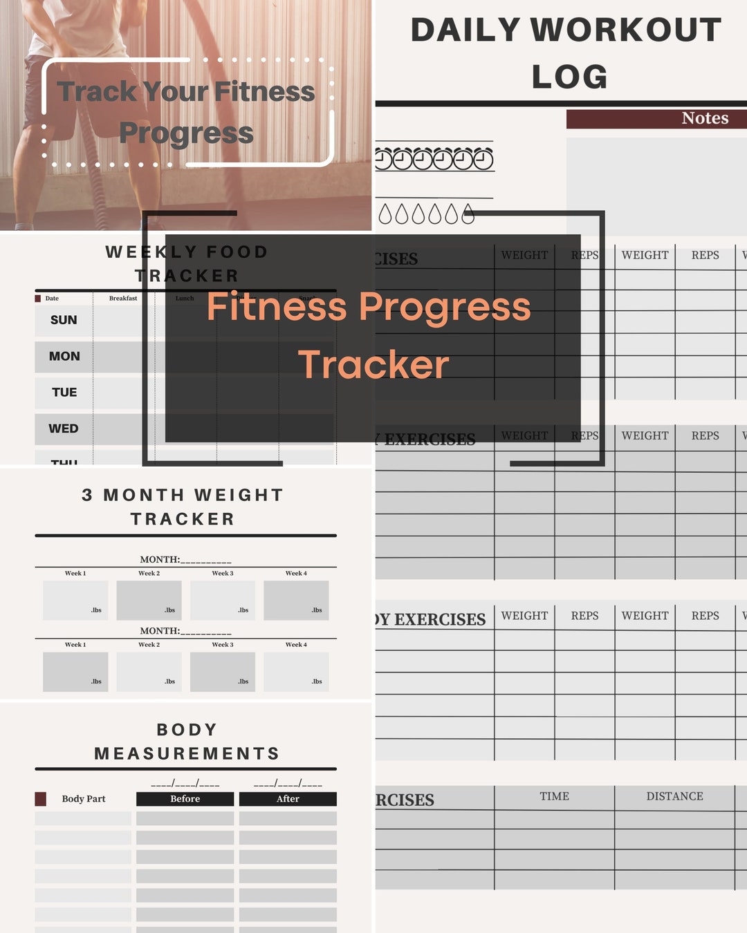 Neutral Simple Fitness Progress Tracker - Etsy
