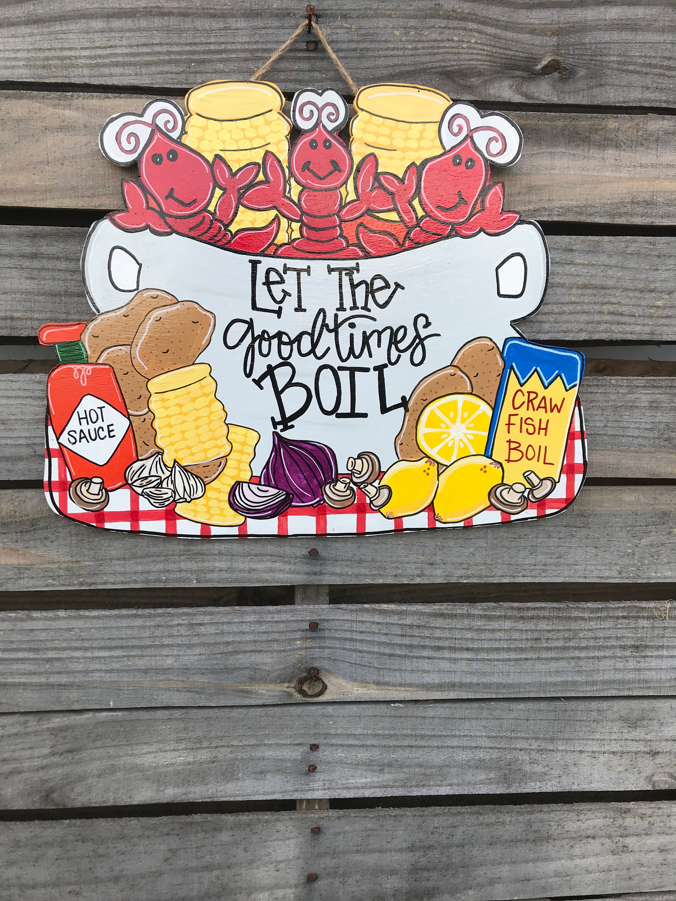 Crawfish Boil Door Hanger - Crawfish Door Hanger - Louisiana Door ...