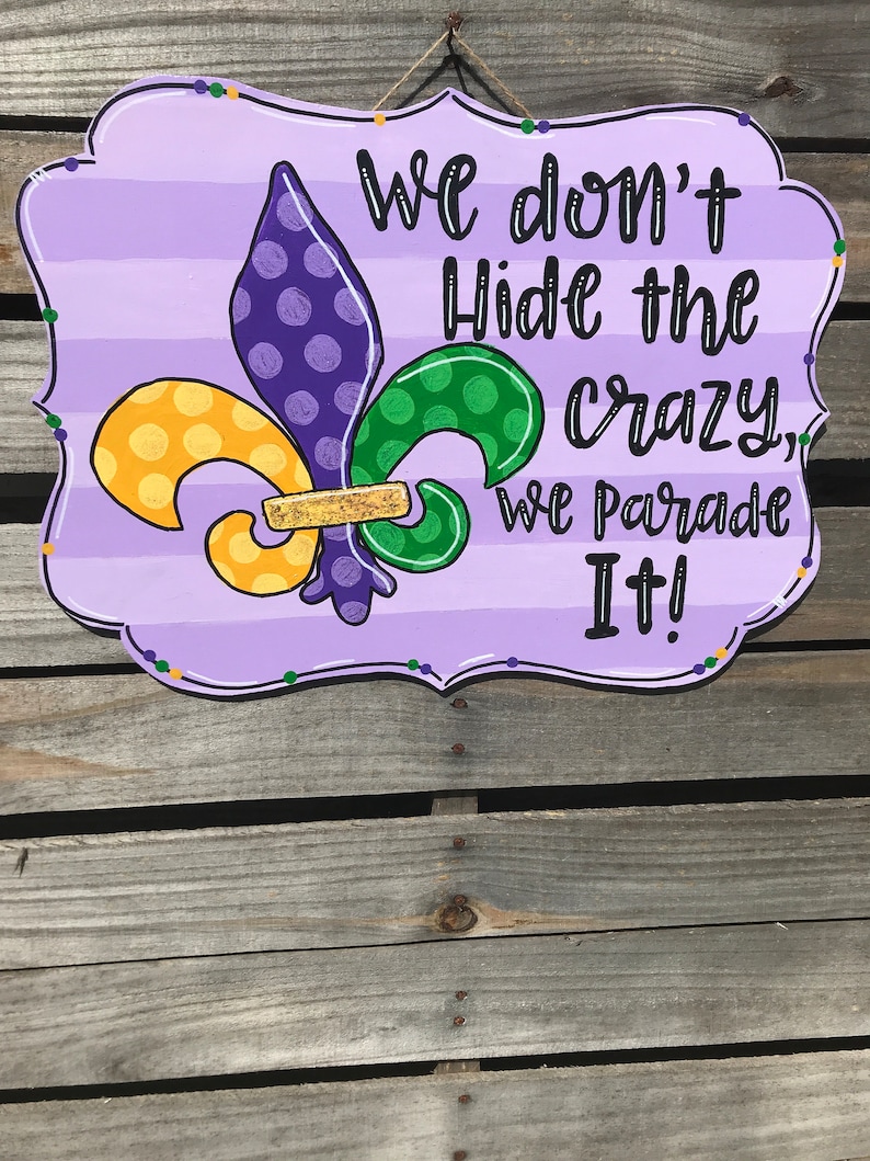 Mardi Gras Door Hanger - Mardi Gras Fleur De Lei Door Hanger - We Don’t ...
