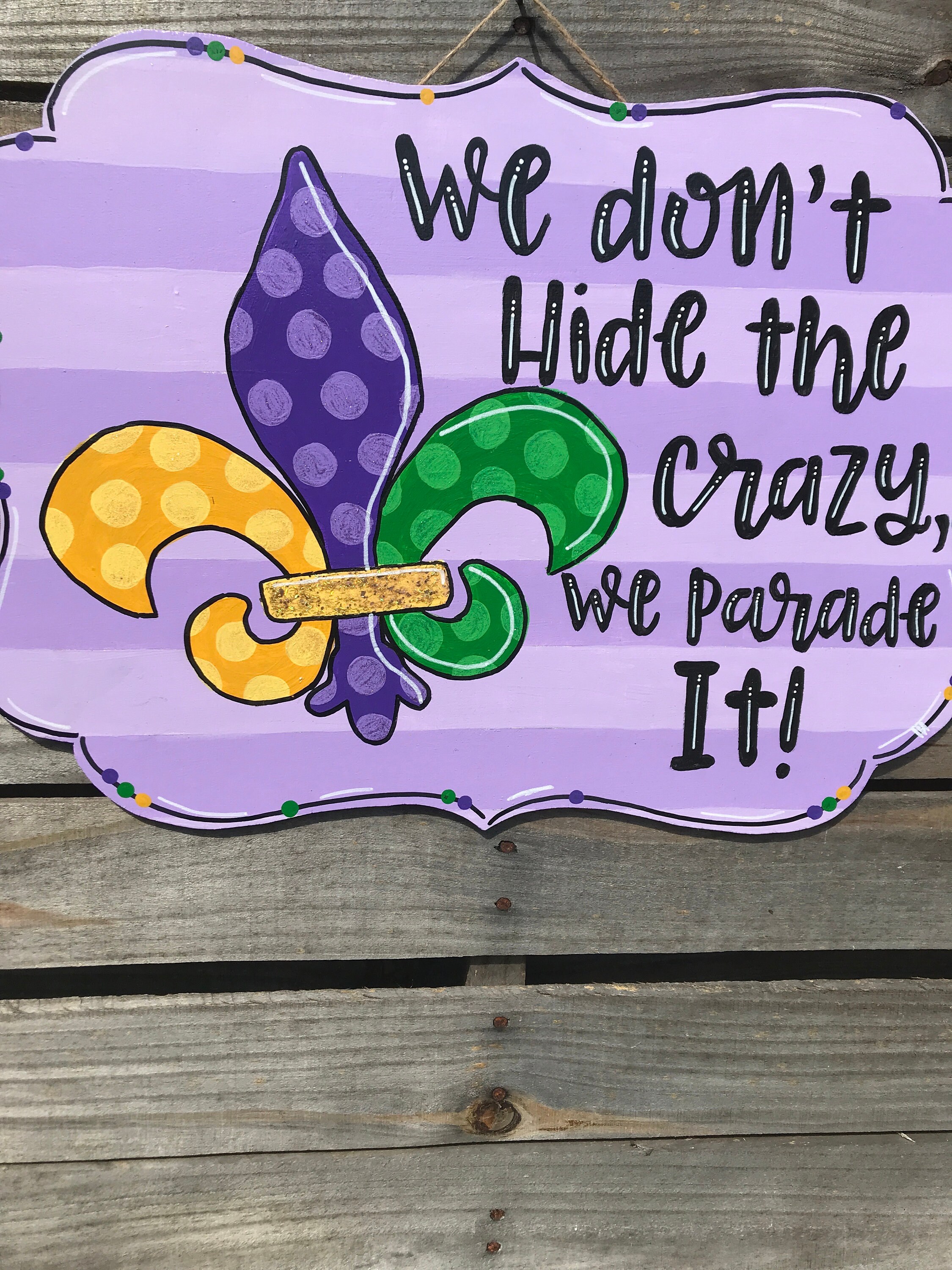 Mardi Gras Door Hanger - Mardi Gras Fleur De Lei Door Hanger - We Don’t ...