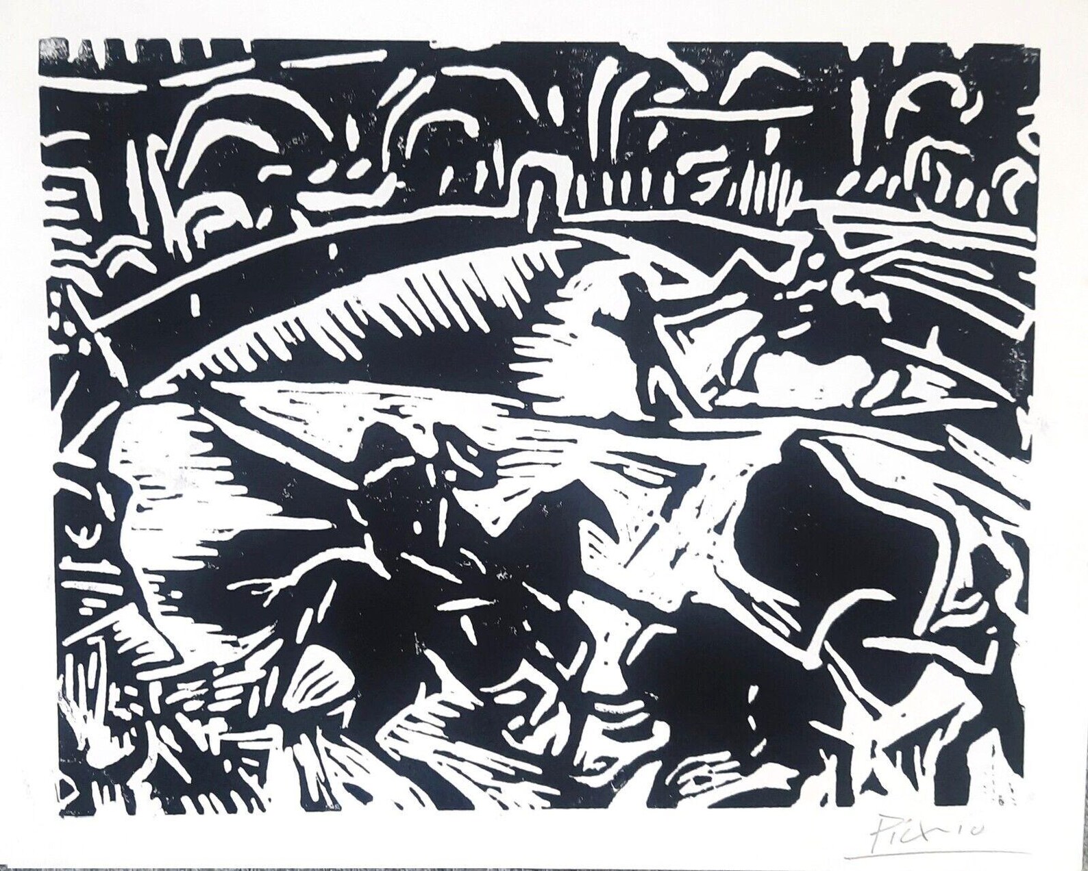 Pablo Picasso Bullfighting Linocut Hand Printed From Original Block. - Etsy