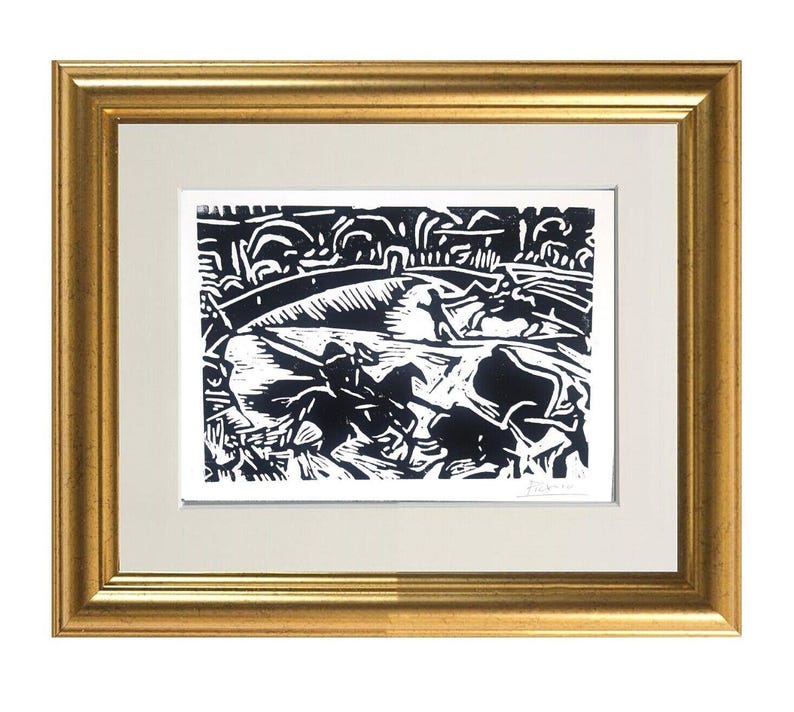 Pablo Picasso Bullfighting Linocut Hand Printed From Original Block. - Etsy