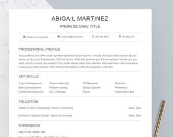 Executive Resume for Google Docs & Ms Word, Modern Resume, Google Docs ...