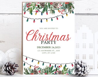 Editable Christmas Dinner Party Invitation Template Holiday - Etsy