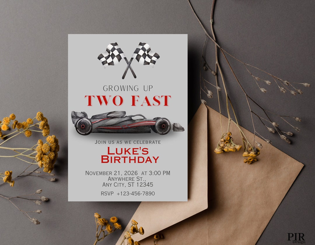 Editable Rally Theme Birthday Invitation, Children Birthday Party ...