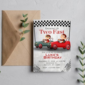 Editable Rally Theme Birthday Invitation, Children Birthday Party ...