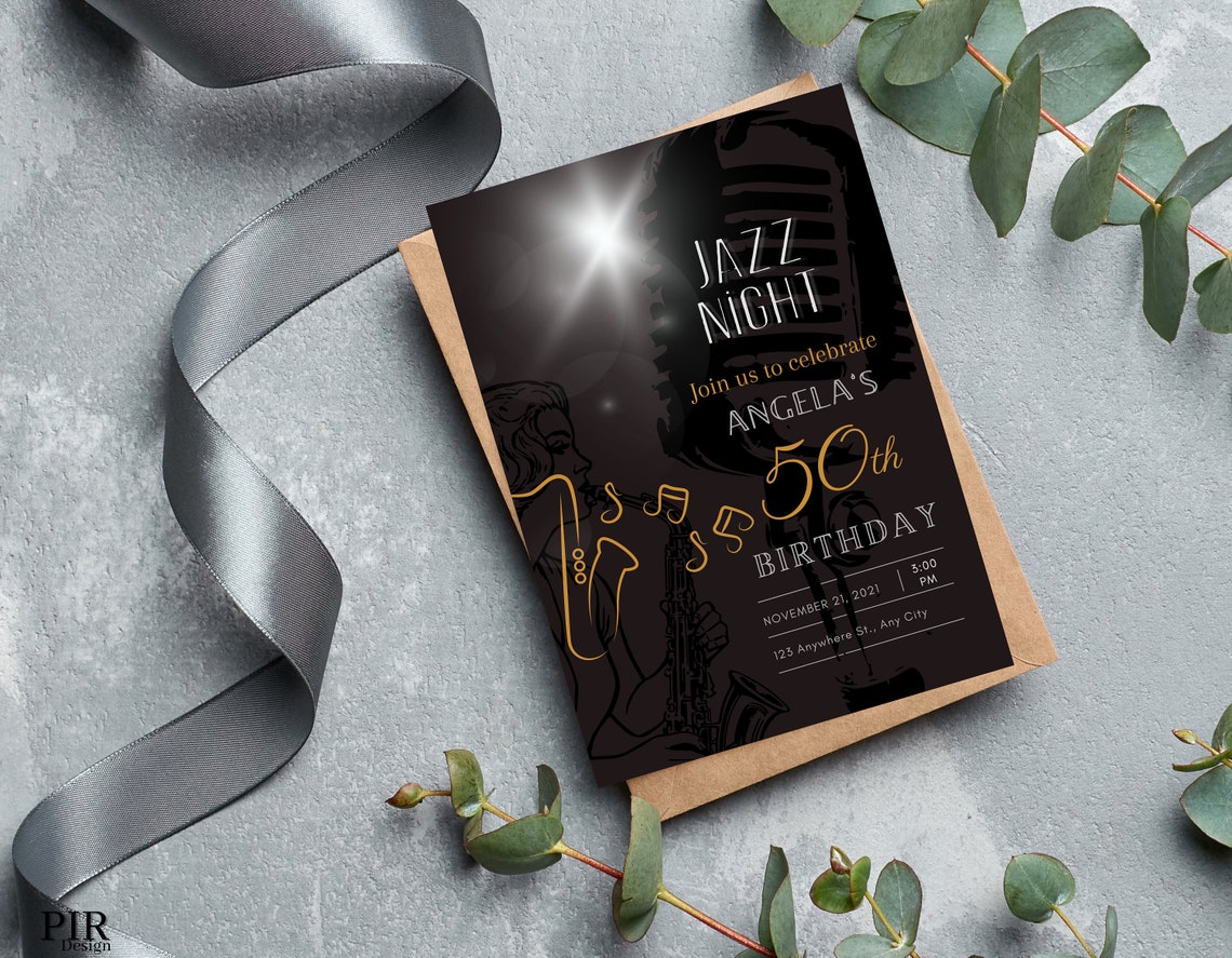 Jazz Night Invitation Saxophone Birthday Invite Any Age - Etsy