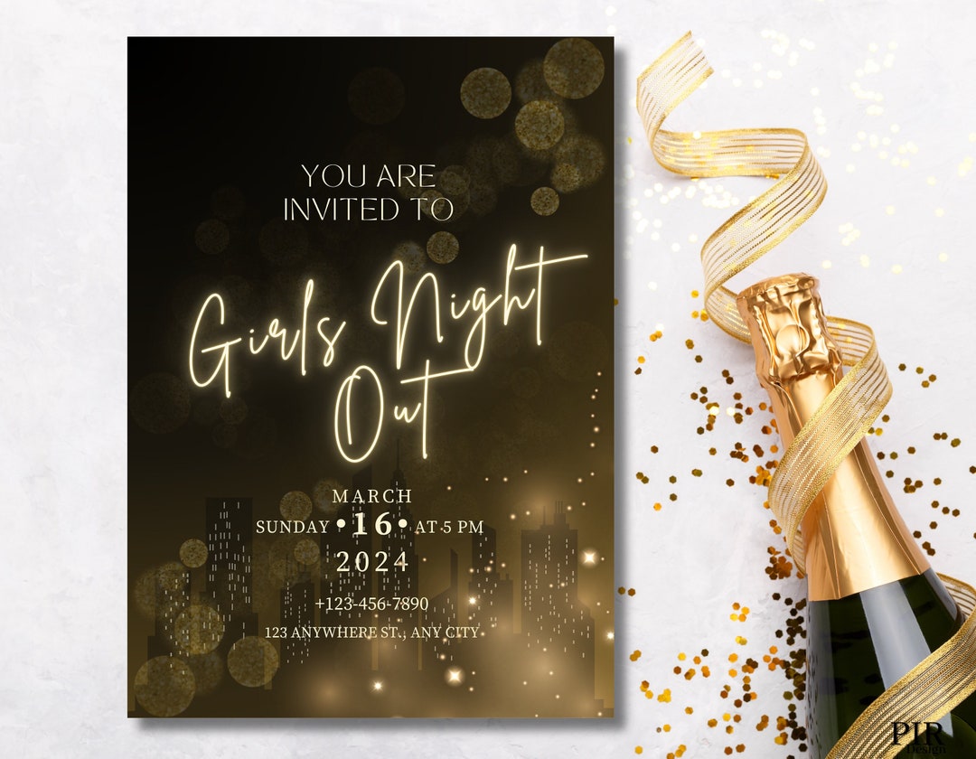 Editable Girls Night Out Party Invitation, Any Age Birthday Invite ...
