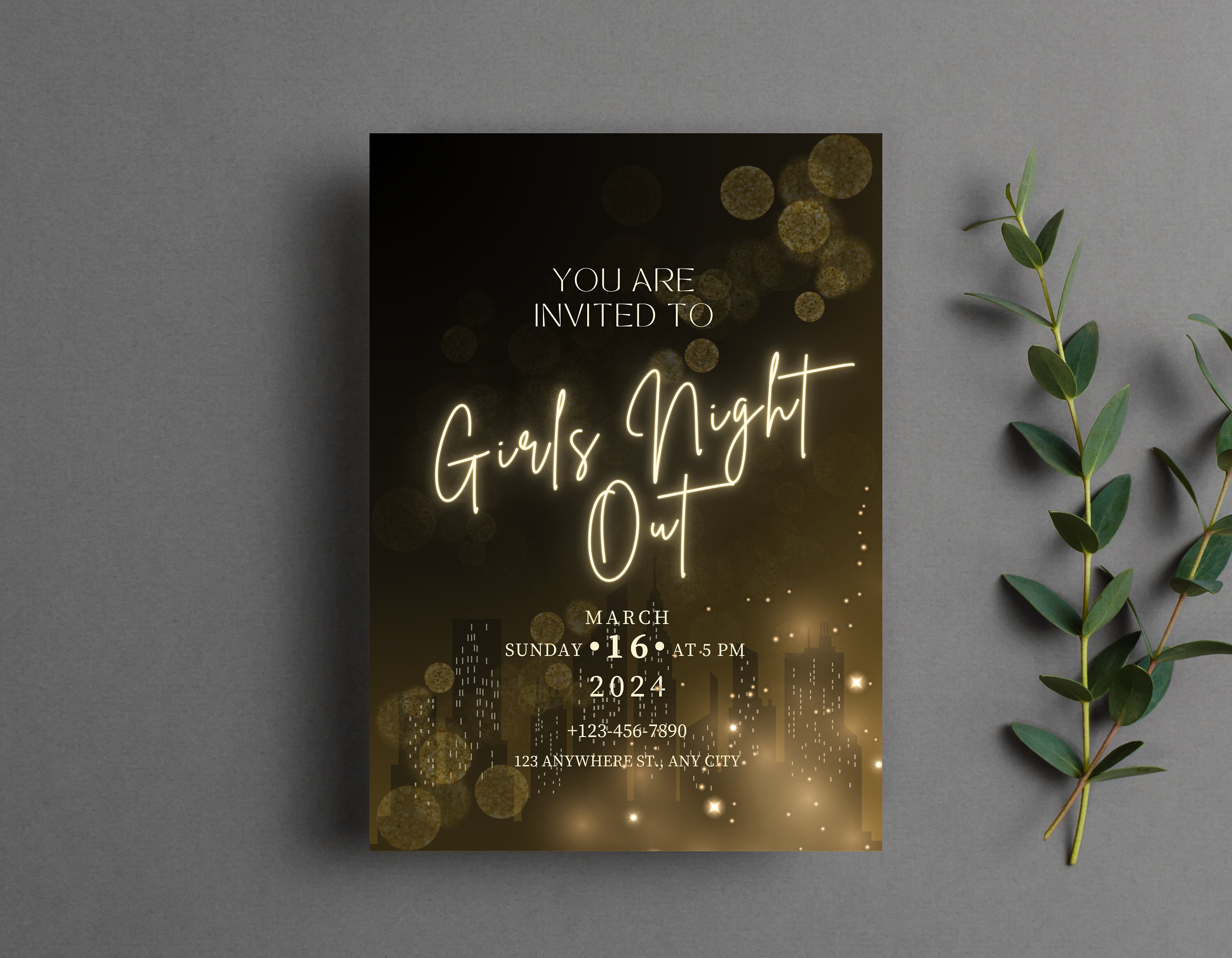 Editable Girls Night Out Party Invitation, Any Age Birthday Invite ...