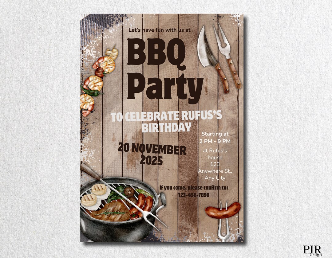 Birthday Barbeque Invitation, Backyard BBQ Invite, Any Age Birthday ...