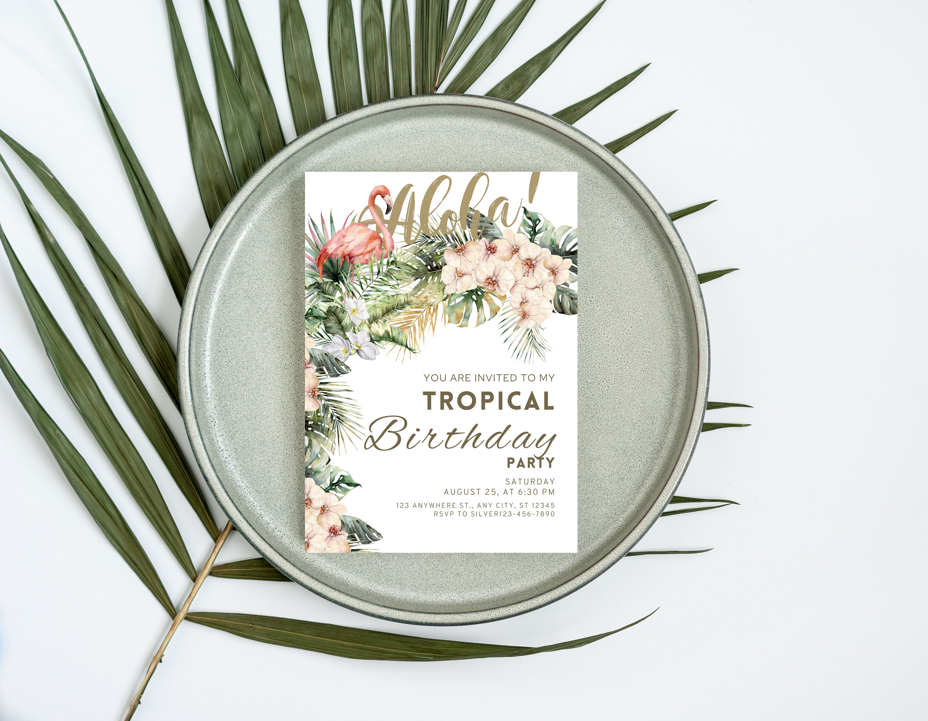Editable Tropical Birthday Party Invitation, Aloha Birthday Invite ...