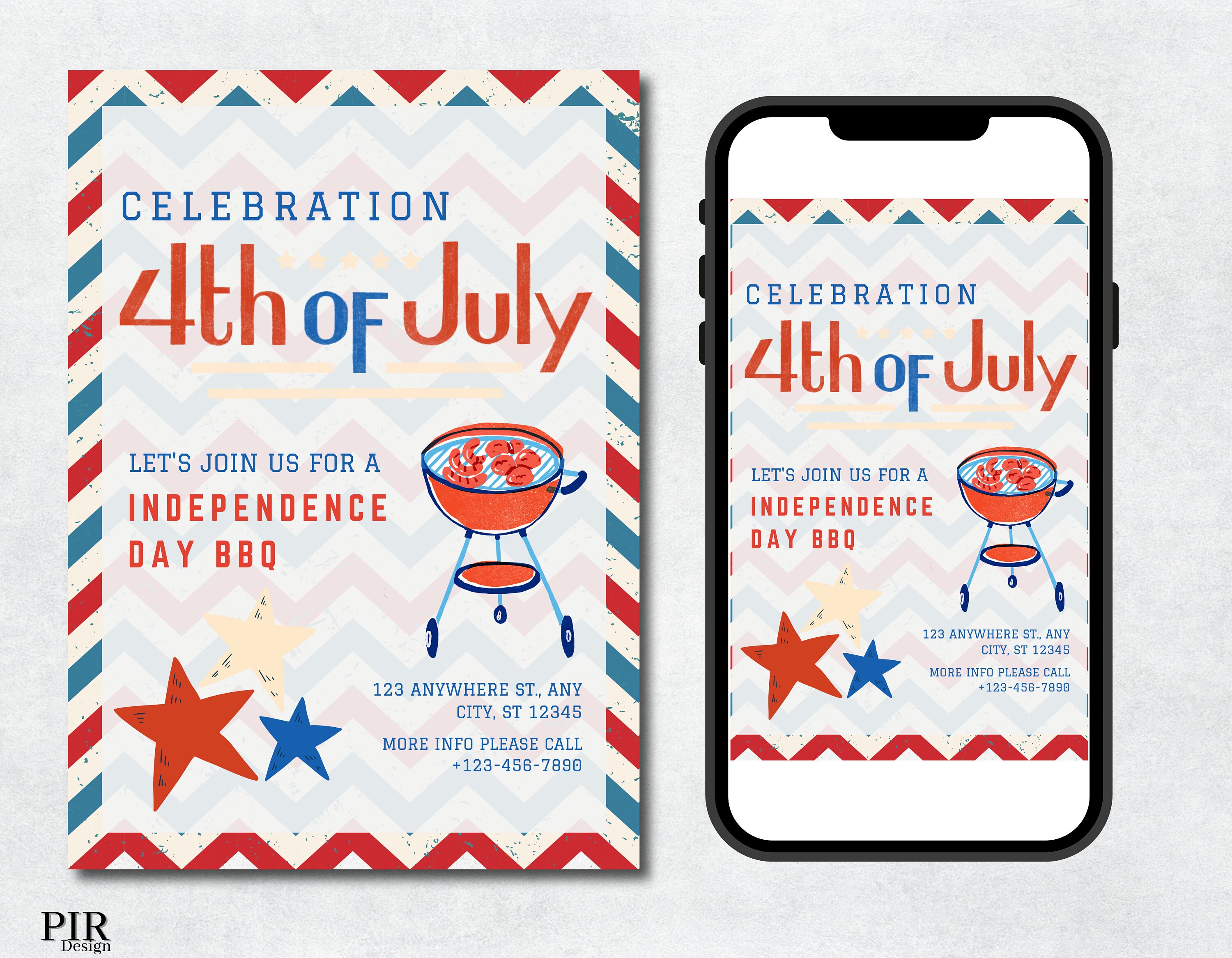 Editable 4th of July Invitation, Independence Day Celebration Template ...
