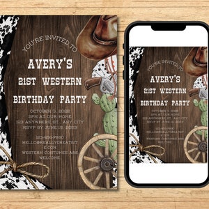 Western Birthday Invitation, Wild West Party Invitation, Printable ...
