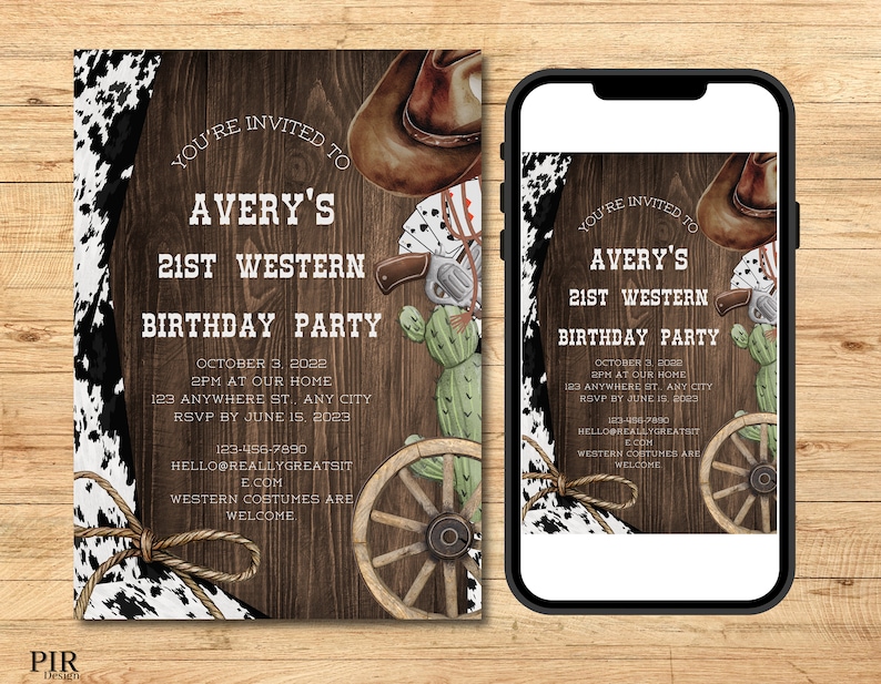 Western Birthday Invitation, Wild West Party Invitation, Printable ...