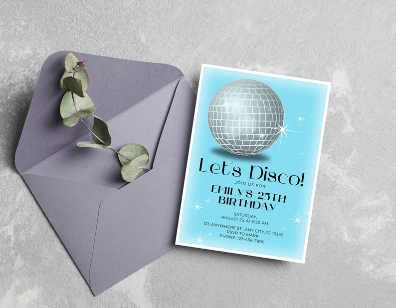 Editable Pink and Black Disco Birthday Party Invitation, Let's Disco ...