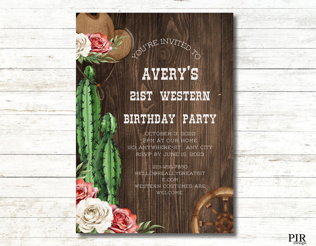 Western Birthday Invitation, Wild West Party Invitation, Printable ...