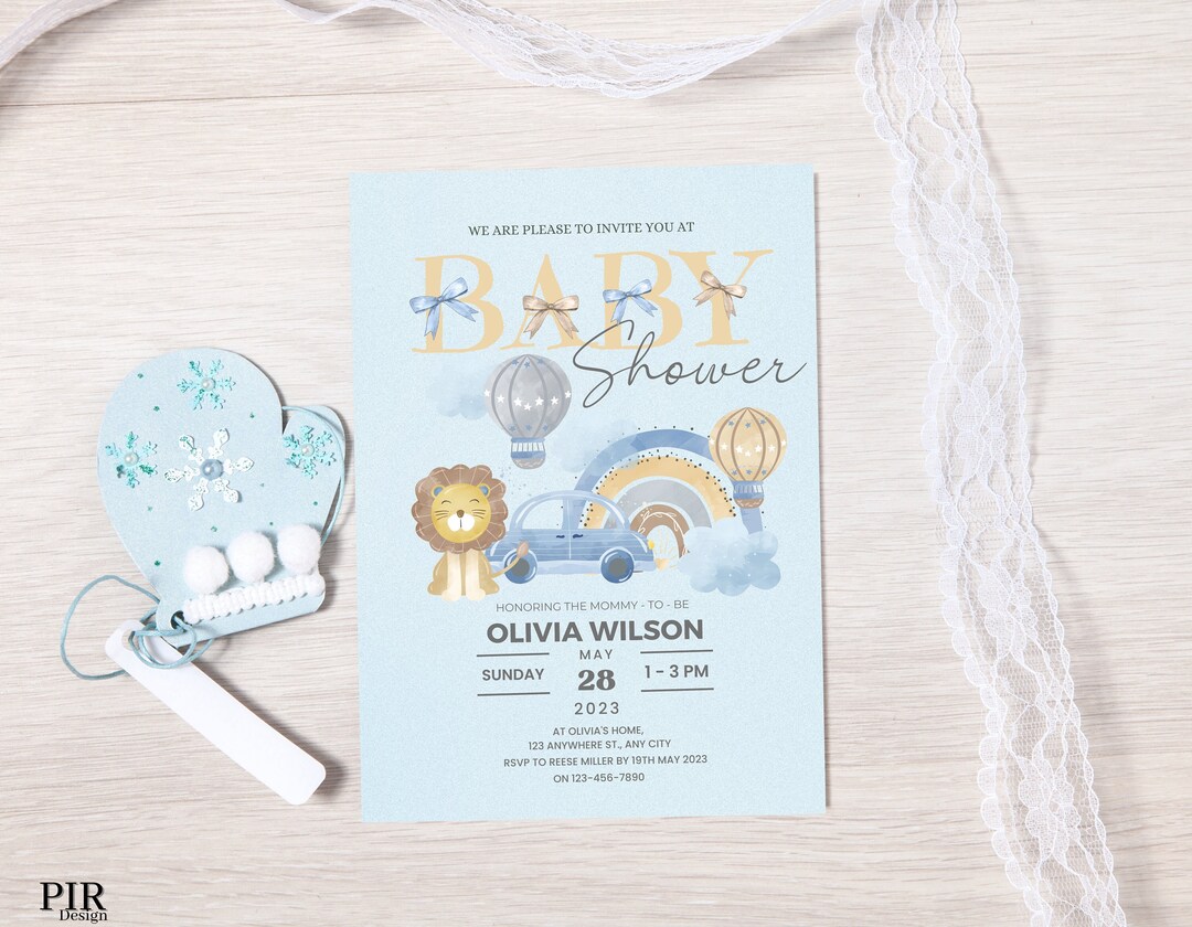 Blue Baby Shower Invitation Template Baby Boy Invite - Etsy