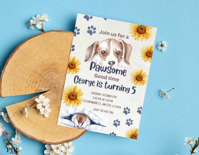 Editable Pawsome Party Invitation Pawsome Puppy Birthday Dog - Etsy