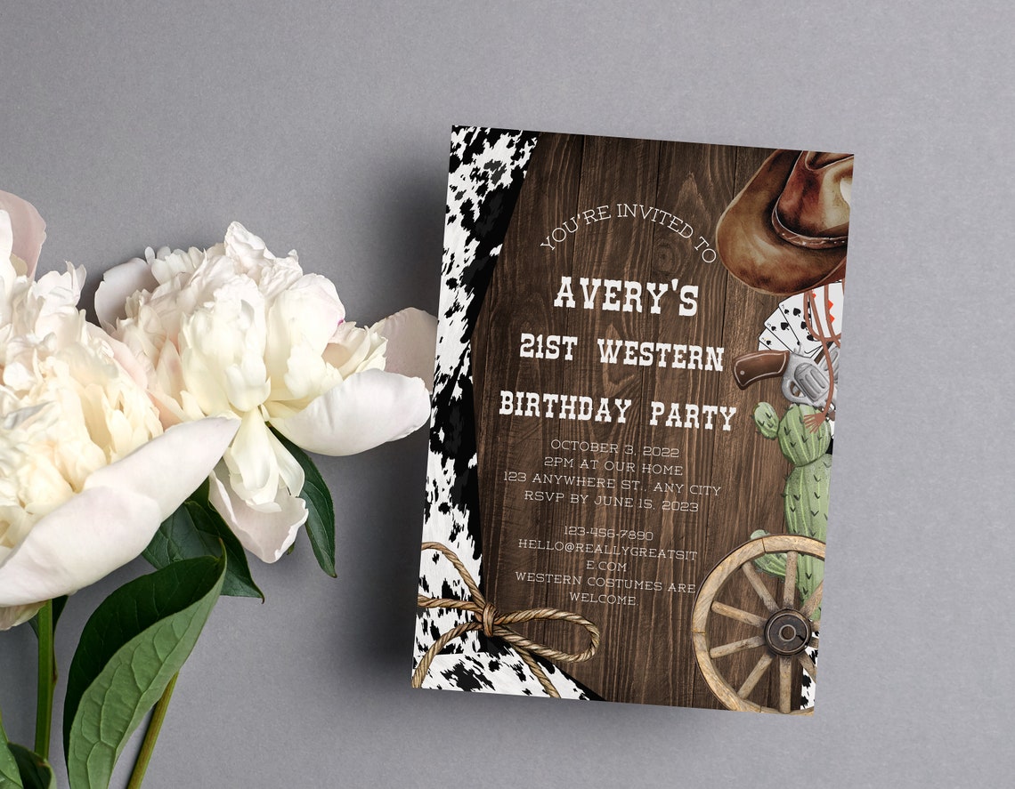 Western Birthday Invitation, Wild West Party Invitation, Printable ...