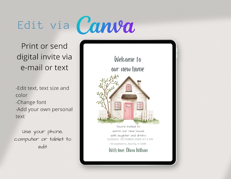 Housewarming Party Invitation, Simple Welcome to Our Home Digital ...