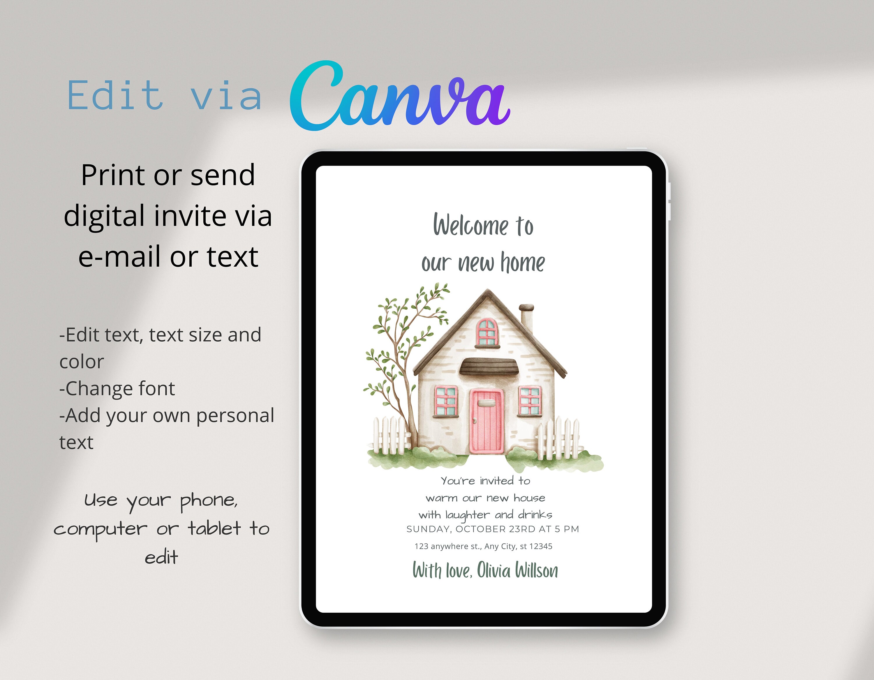 Housewarming Party Invitation, Simple Welcome to Our Home Digital ...