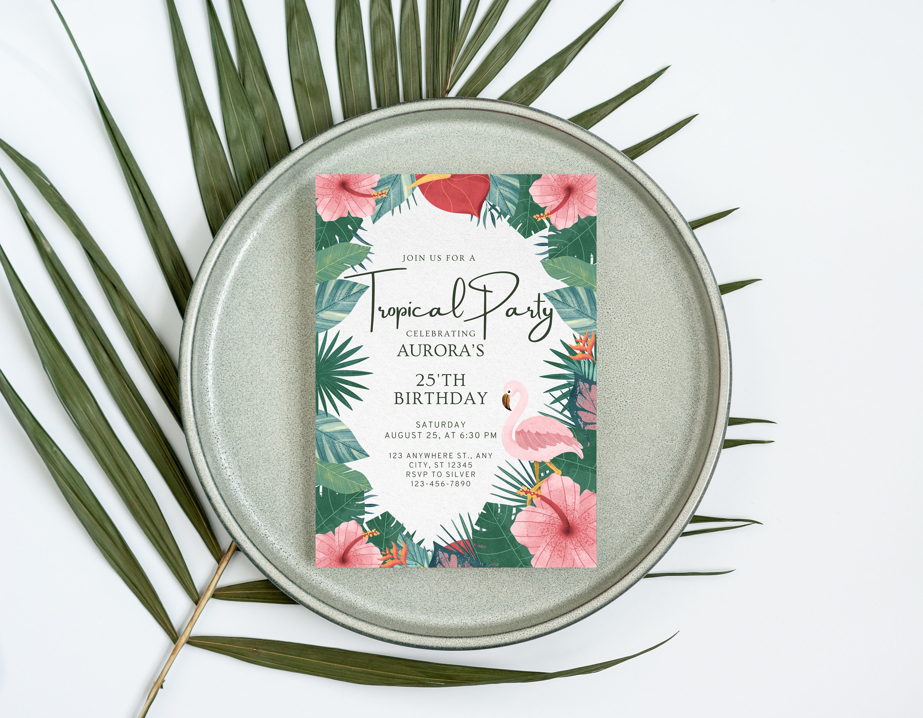 Editable Tropical Birthday Party Invitation, Tropical Party Invite ...