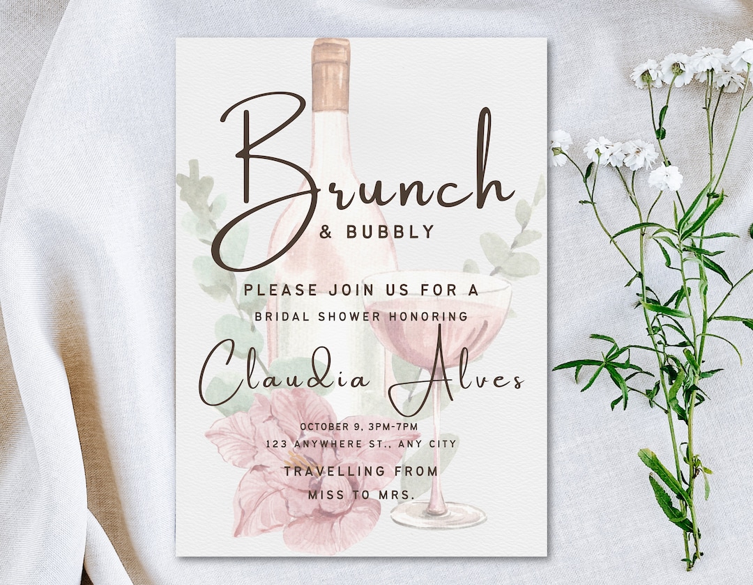 Editable Pink Bridal Brunch Invitation, Bridal Shower Invitation ...