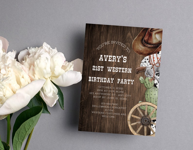 Western Birthday Invitation, Wild West Party Invitation, Printable ...
