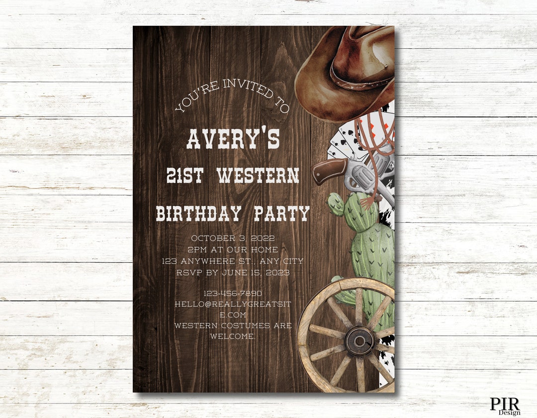 Western Birthday Invitation, Wild West Party Invitation, Printable ...