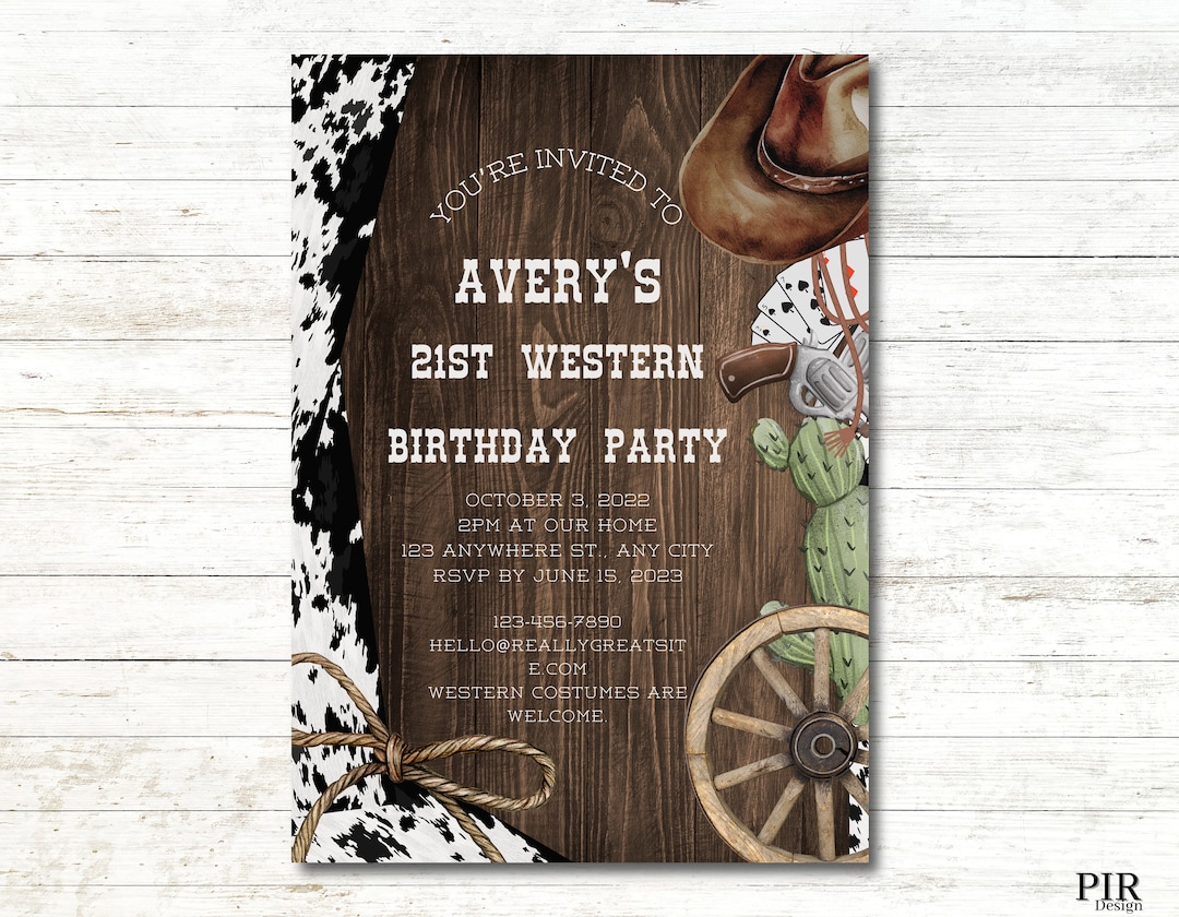 Western Birthday Invitation, Wild West Party Invitation, Printable ...