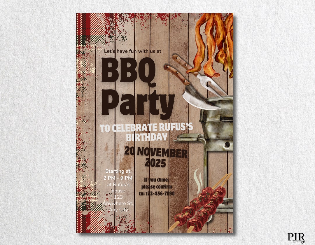 Birthday Barbeque Invitation, Backyard BBQ Invite, Any Age Birthday ...