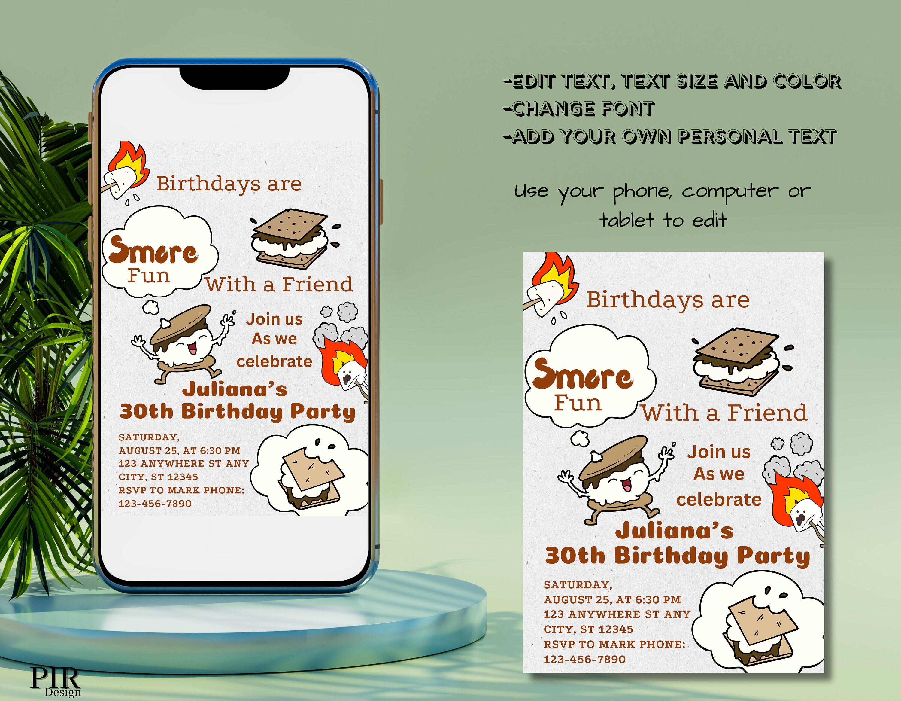S'mores Birthday Invitation Template, Printable Birthday Invite ...
