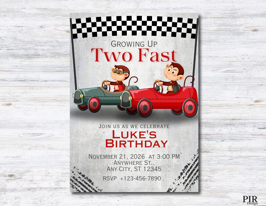 Editable Rally Theme Birthday Invitation, Children Birthday Party ...