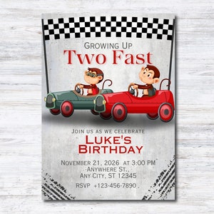 Editable Rally Theme Birthday Invitation, Children Birthday Party ...