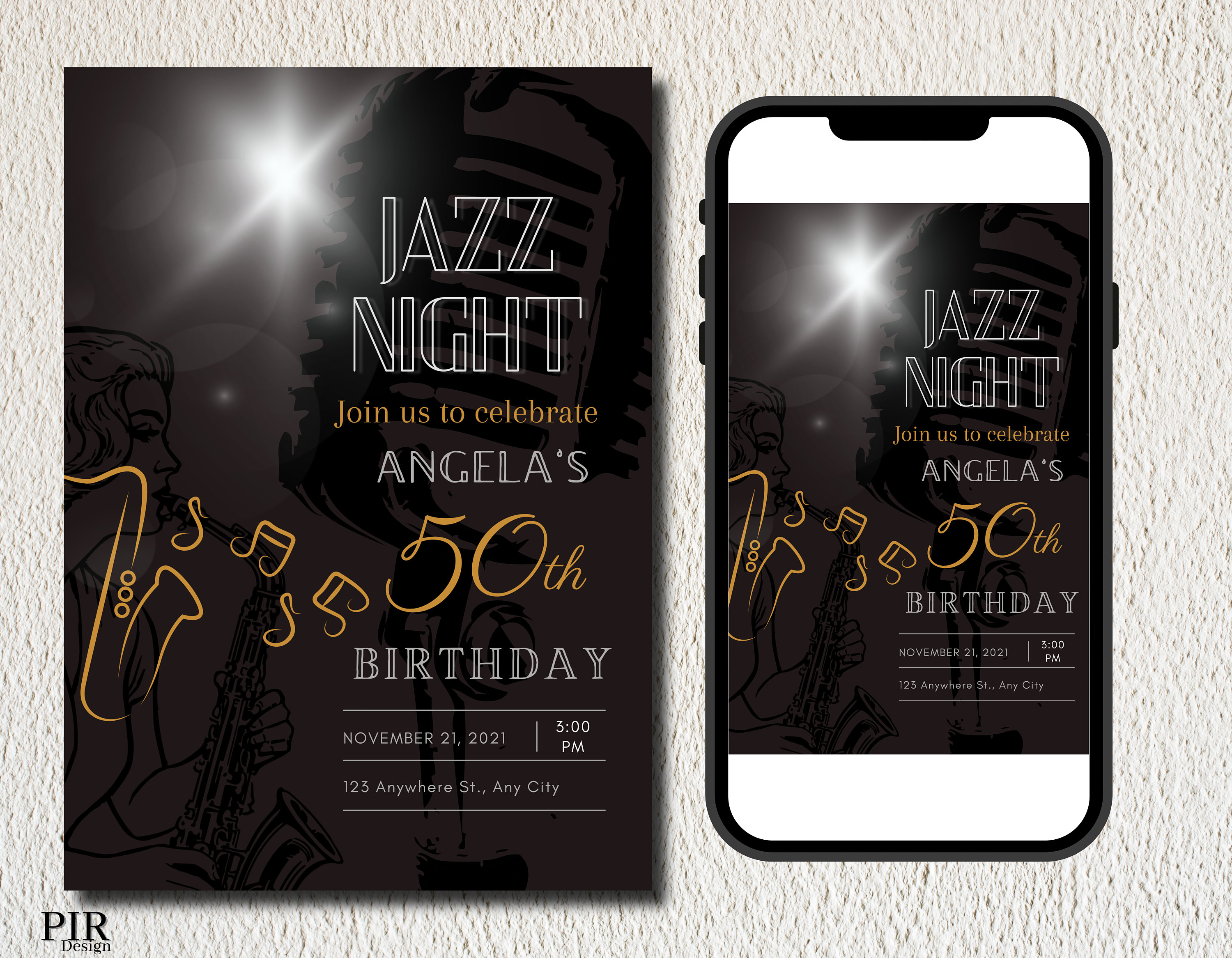 Jazz Night Invitation, Saxophone Birthday Invite, Any Age Party ...