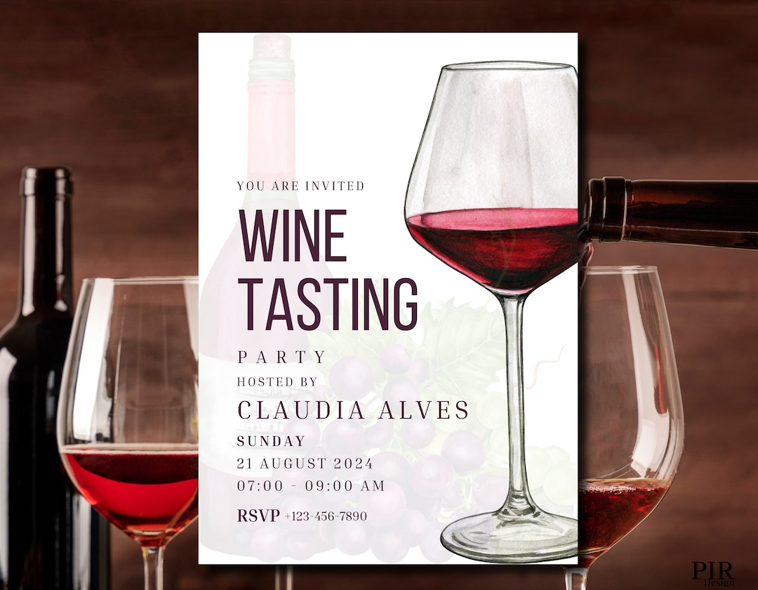 Simple Wine Tasting Invitation, Vineyard Event, Birthday Party ...
