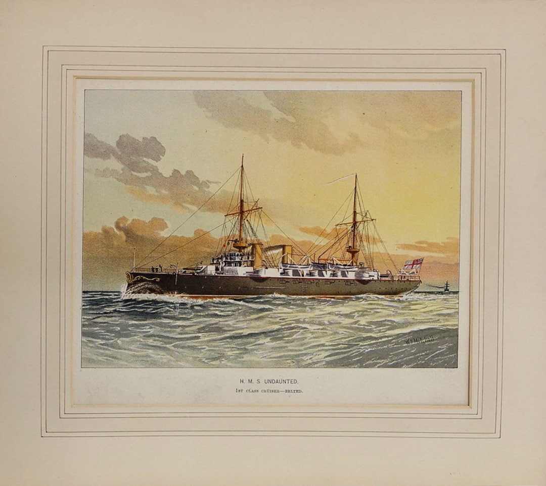 Vintage Print of HMS Undaunted - Etsy